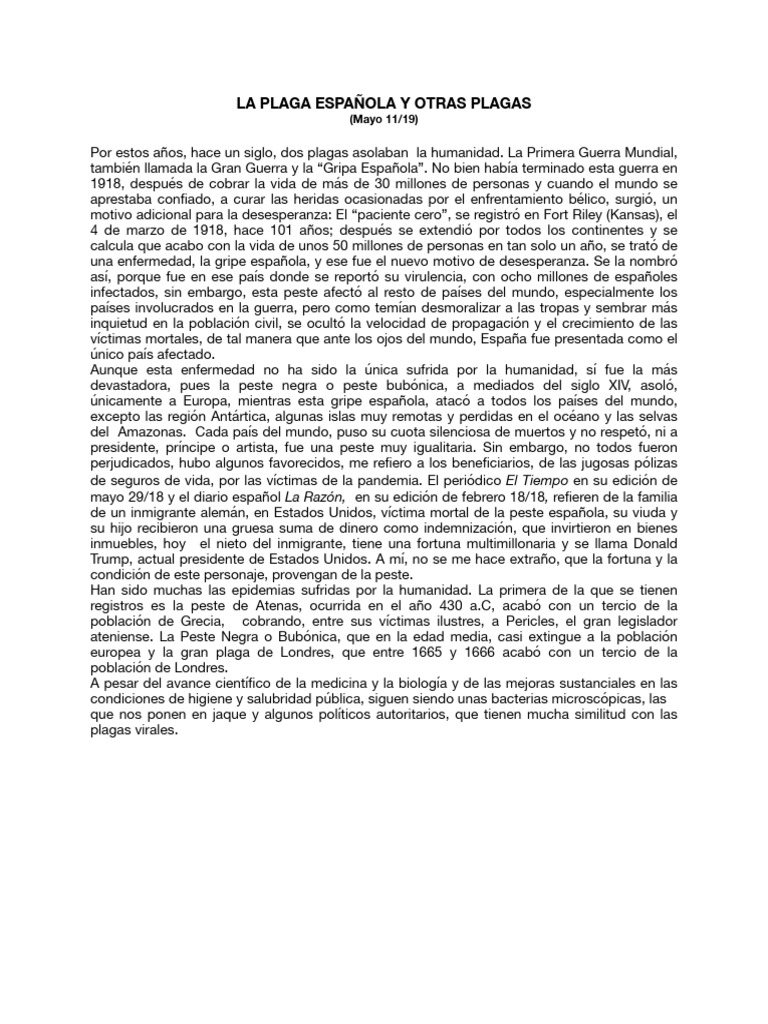 La Plaga Española y Otras Plagas | PDF | Peste (enfermedad) | Epidemias