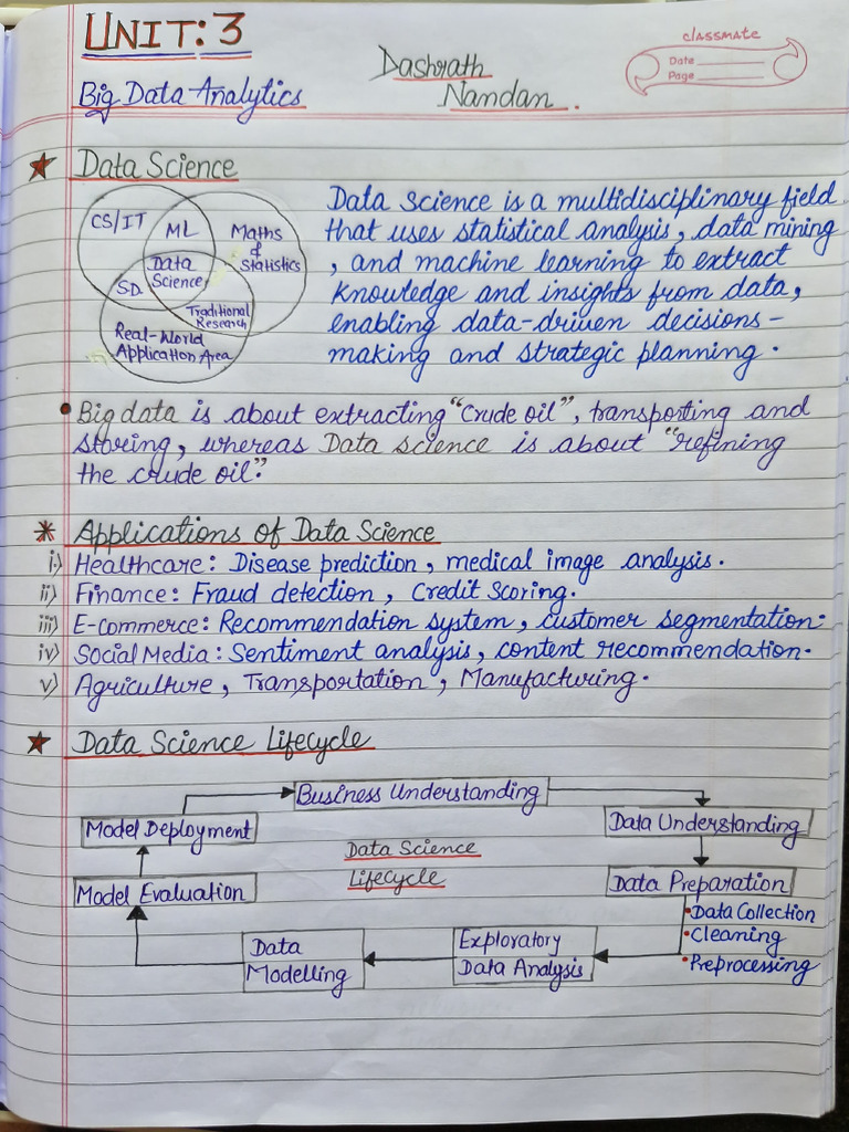 Dashrath Nandan BDA (Unit-3) Notes | PDF | Data | Information Technology