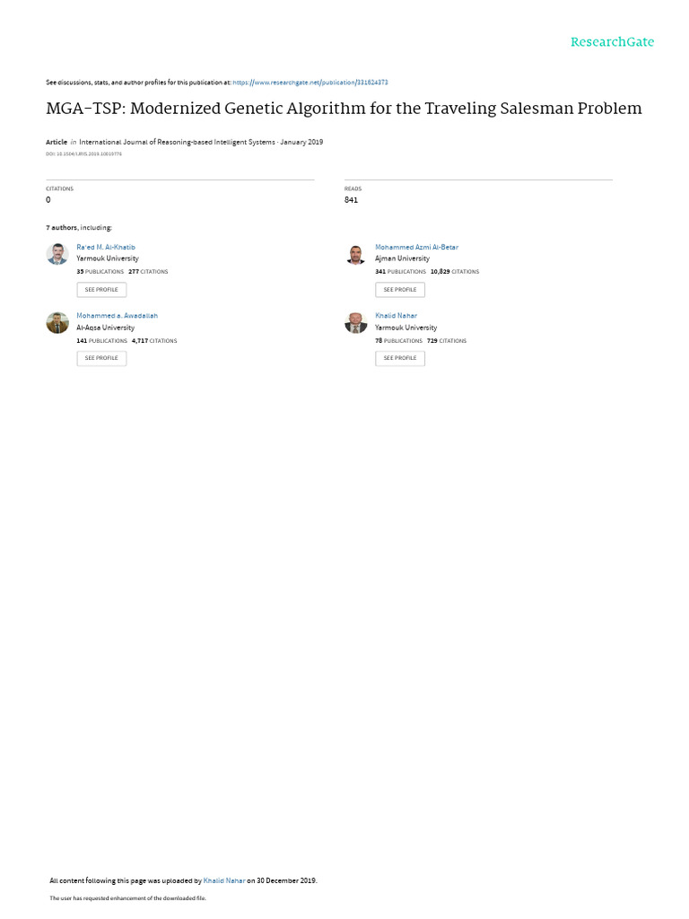 Modernized Genetic Algorithm For The Traveling Salesman Problem | PDF ...