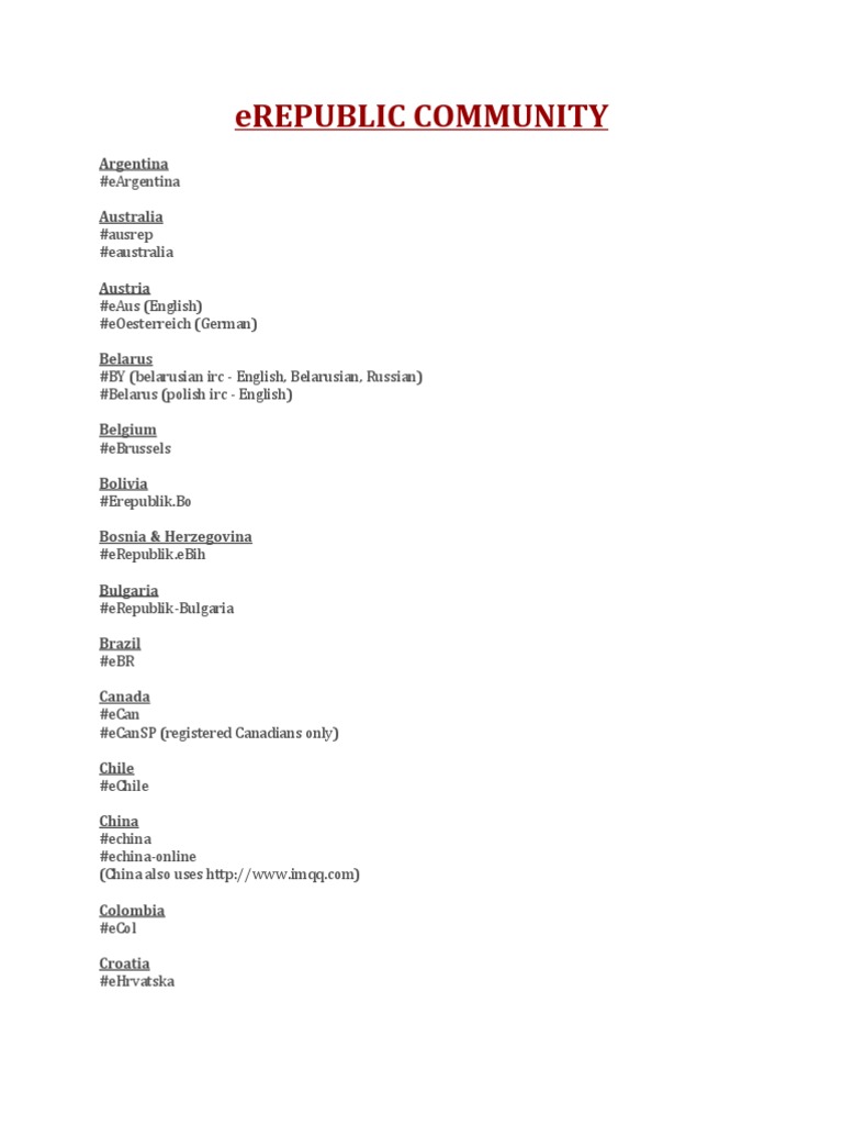 eRepublik Community Country Channels | PDF | Language Arts & Discipline ...