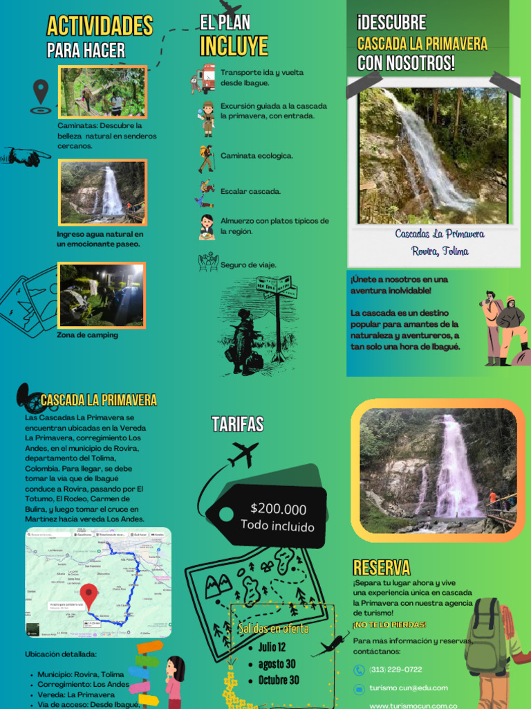 Folleto Plan Turístico Cascada La Primavera | PDF | Transporte | Ocio