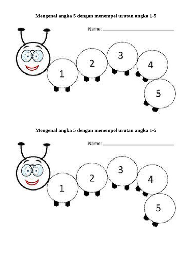 Mengenal Angka 5 Dengan Menempel Urutan Angka | PDF
