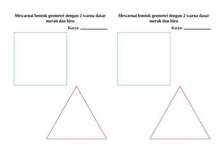 Mewarnai Bentuk Geometri Dengan 2 Warna Dasar Merah Dan Biru | PDF