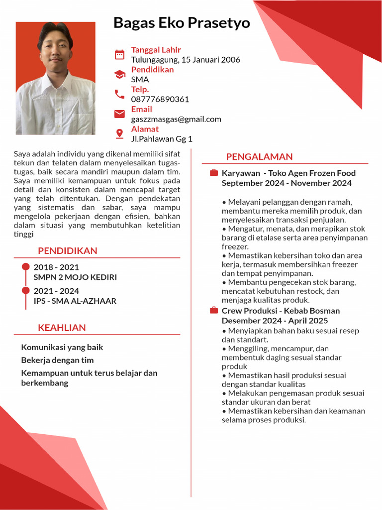 Cv-Bagas Eko Prasetyo | PDF