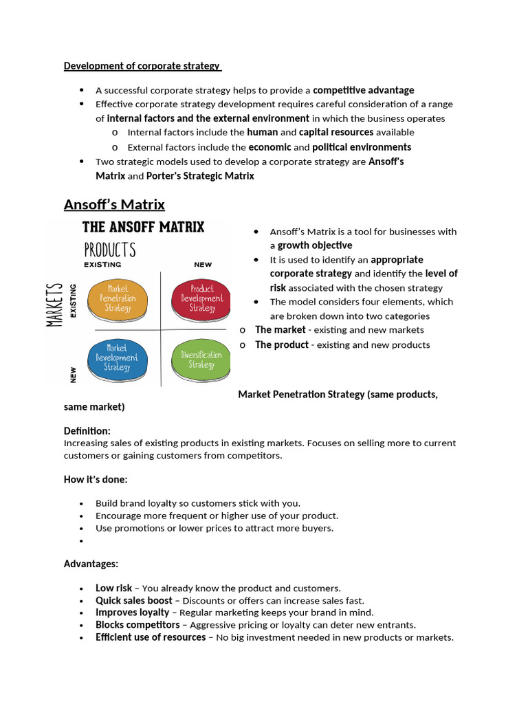 Ansoff Matrix: Strategies and Insights | PDF | Strategic Management ...