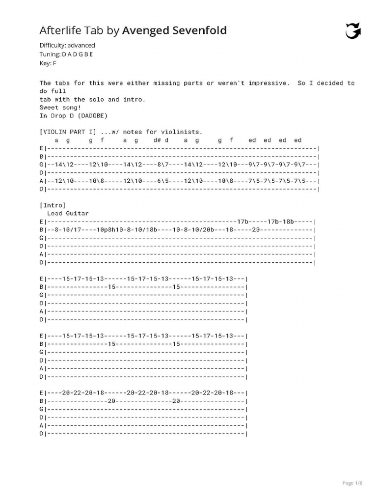 Afterlife Tab | PDF