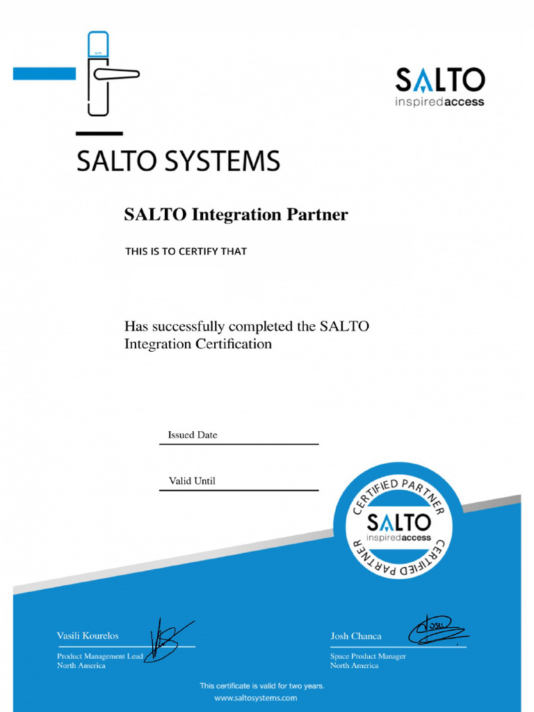 Schneider Integration Certificate SPACE Valid Until 5-7-2027 | PDF