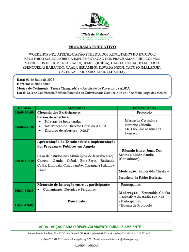 Programa Indicativo Da Adra | PDF