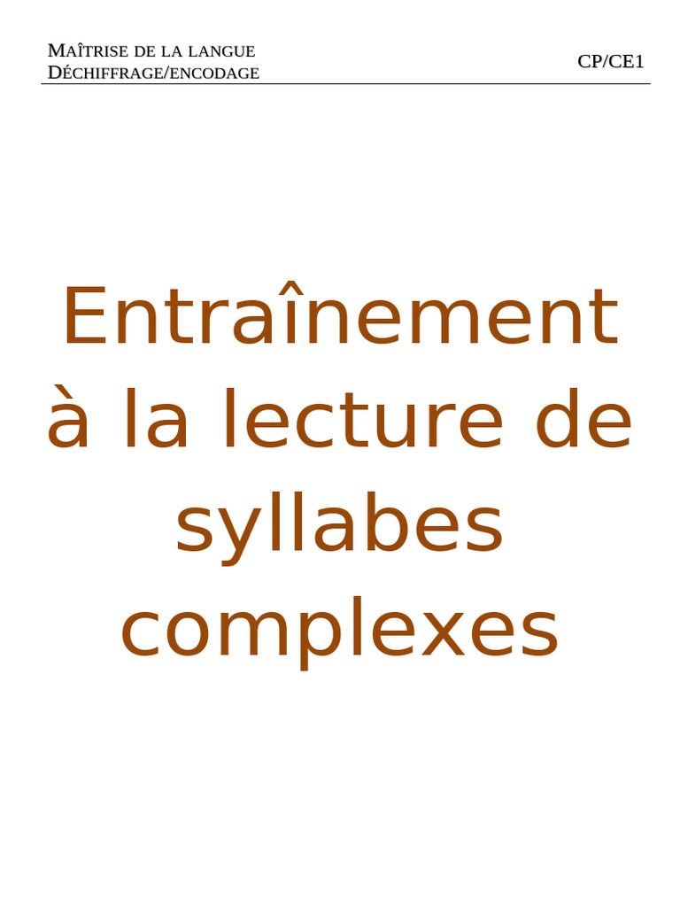 Lecture des syllabes complexes | PDF