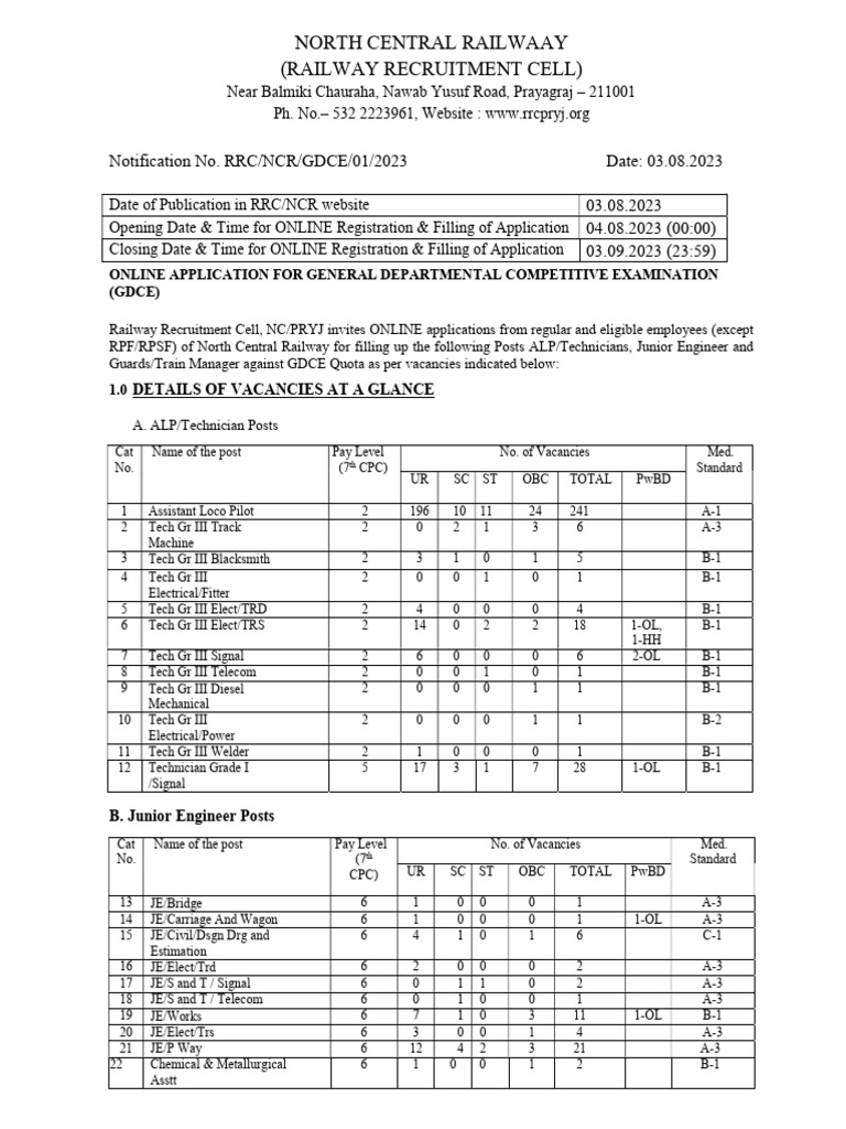 98556786gdce Notification | PDF | Engineering | Mechanical Engineering