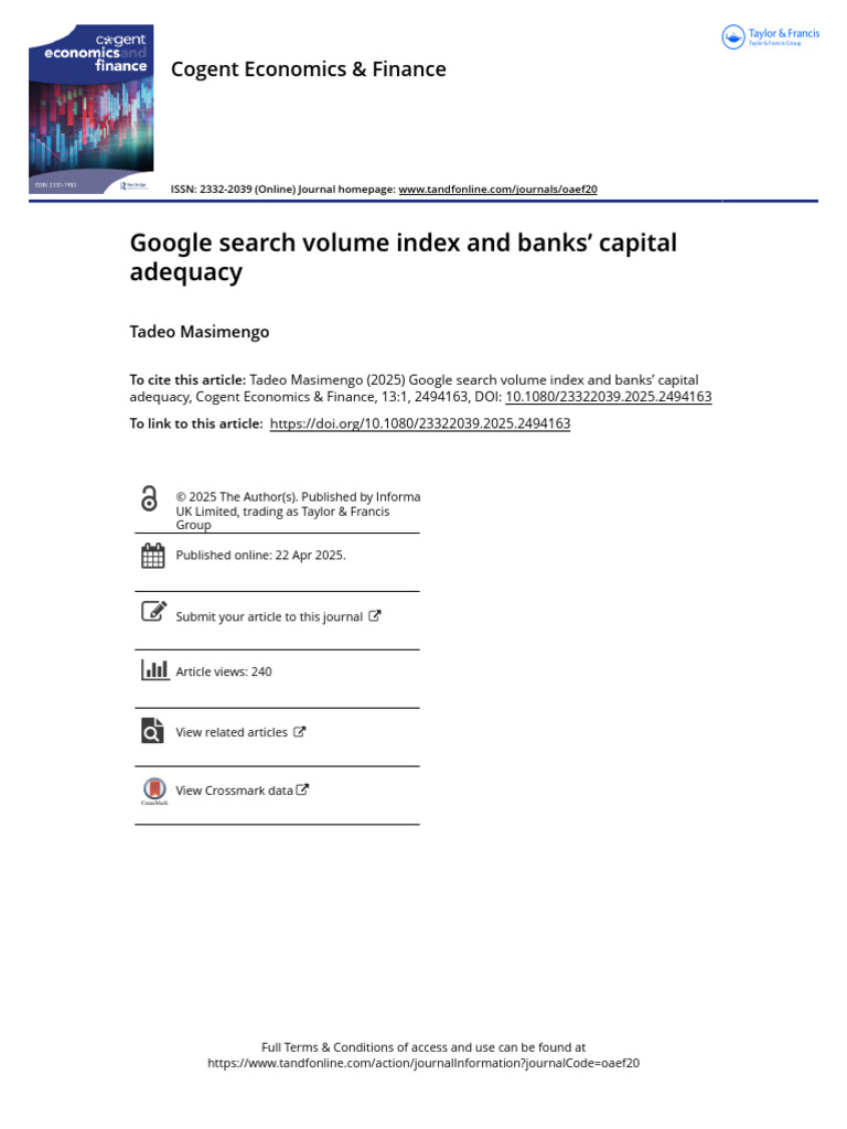 Google Search Volume and Bank Capital Adequacy | PDF | Banks ...