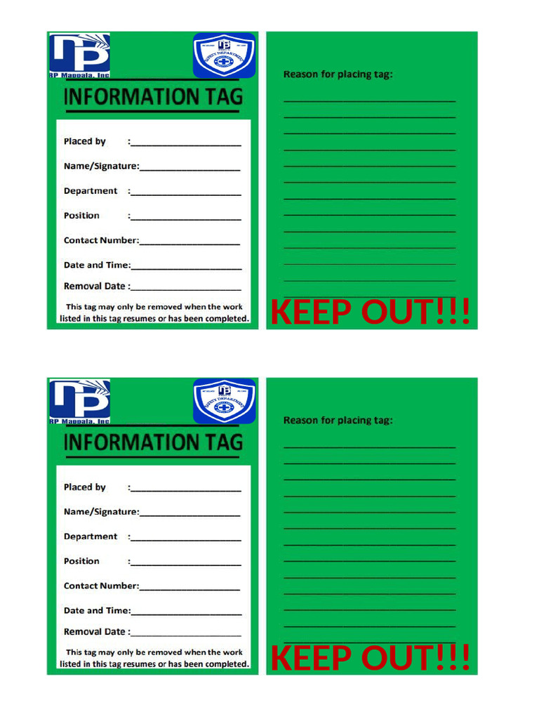 Information Tag Large | PDF