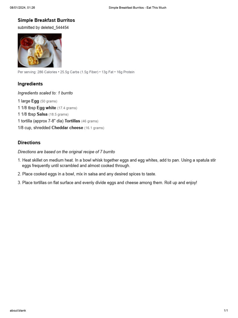 Easy Breakfast Burrito Recipe | PDF