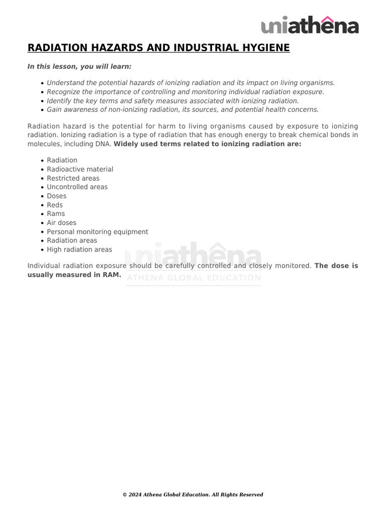 Radiation Hazards and Industrial Hygiene | PDF | Radiation | Ionizing ...