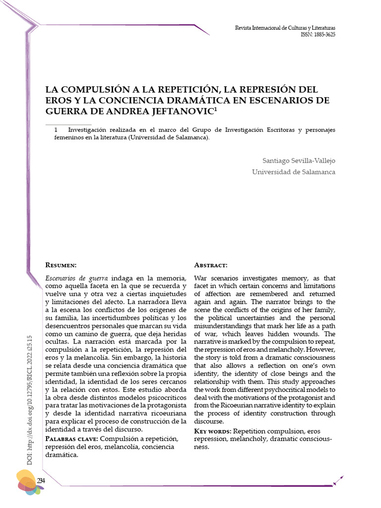 La Compulsión A La Repetición | PDF | Psicoanálisis | Narración