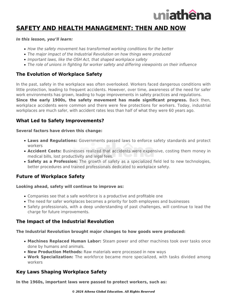 Safety and Health Management Then and Now | PDF | Occupational Safety And Health | Safety