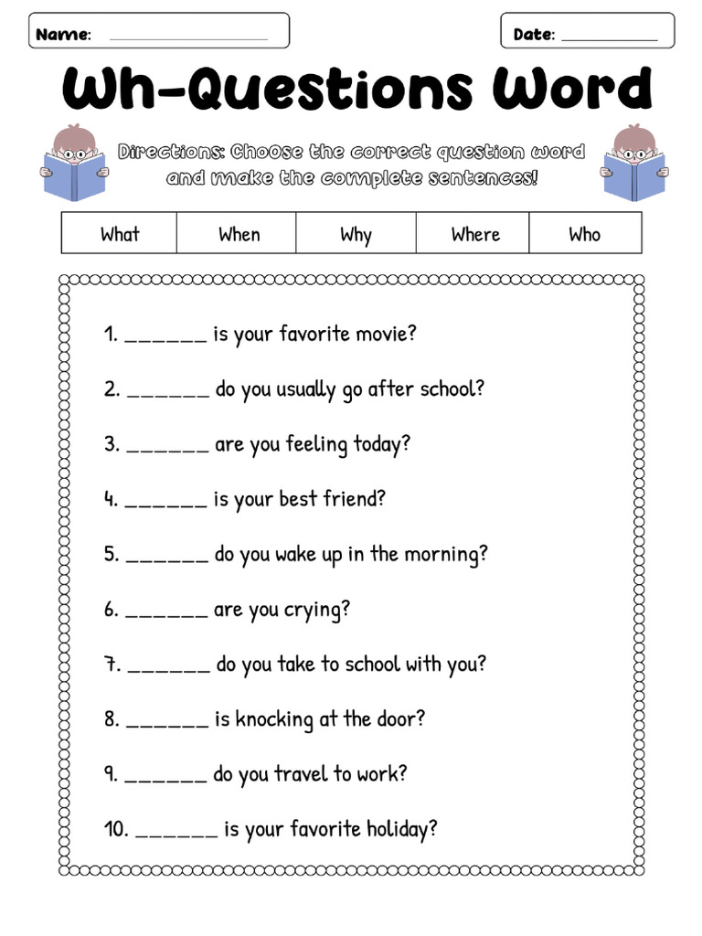 Wh-Words (Worksheet 1) | PDF