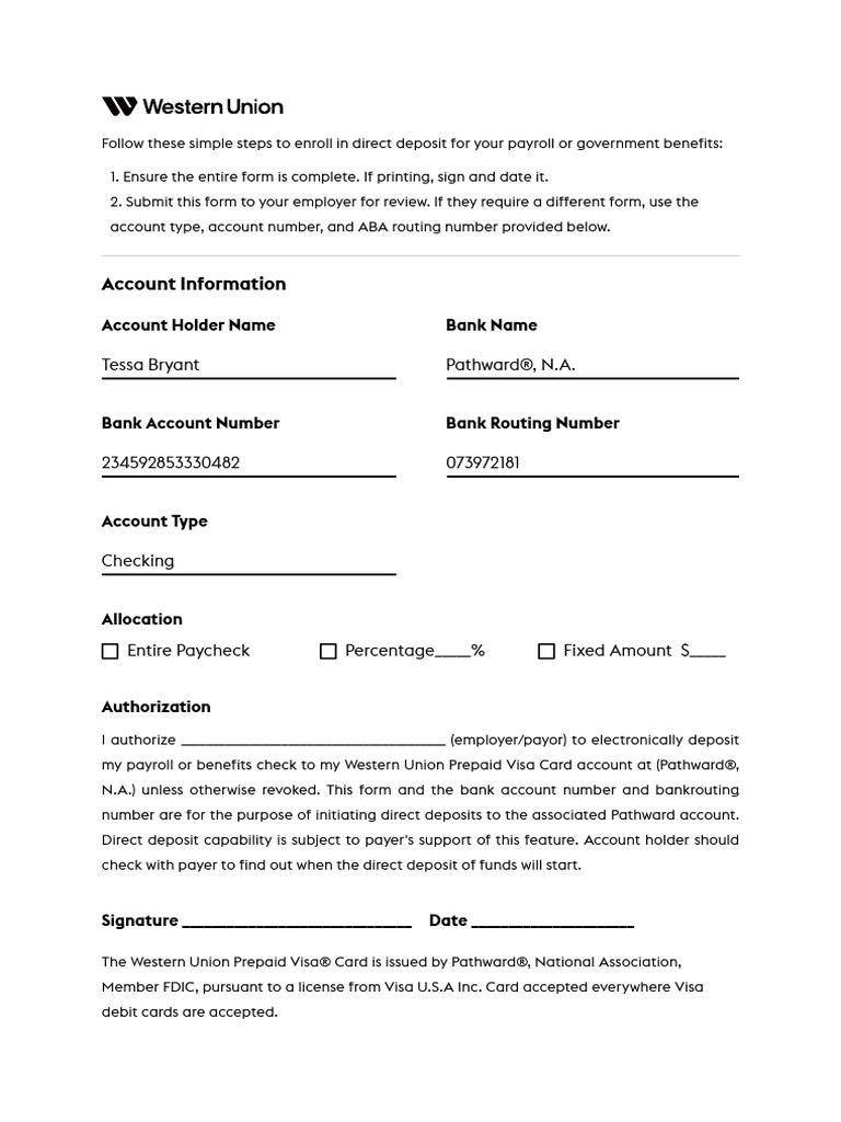 Direct Deposit Form | PDF