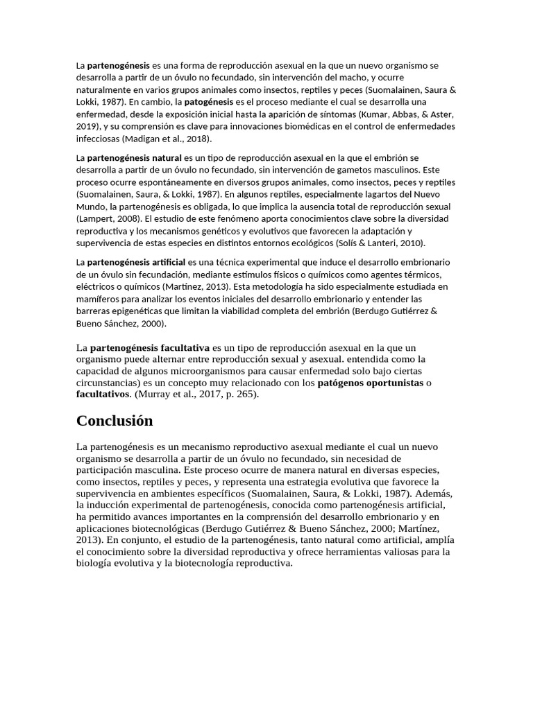 La Partenogénesis Es Una Forma de Reproducción Asexual en La Que Un ...