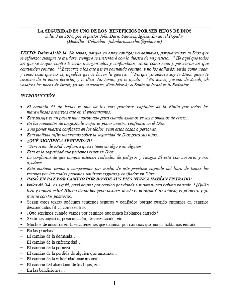 254 La Seguridad Es Uno de Los Beneficios Por Ser Hijos de Dios | PDF | Contenido bíblico
