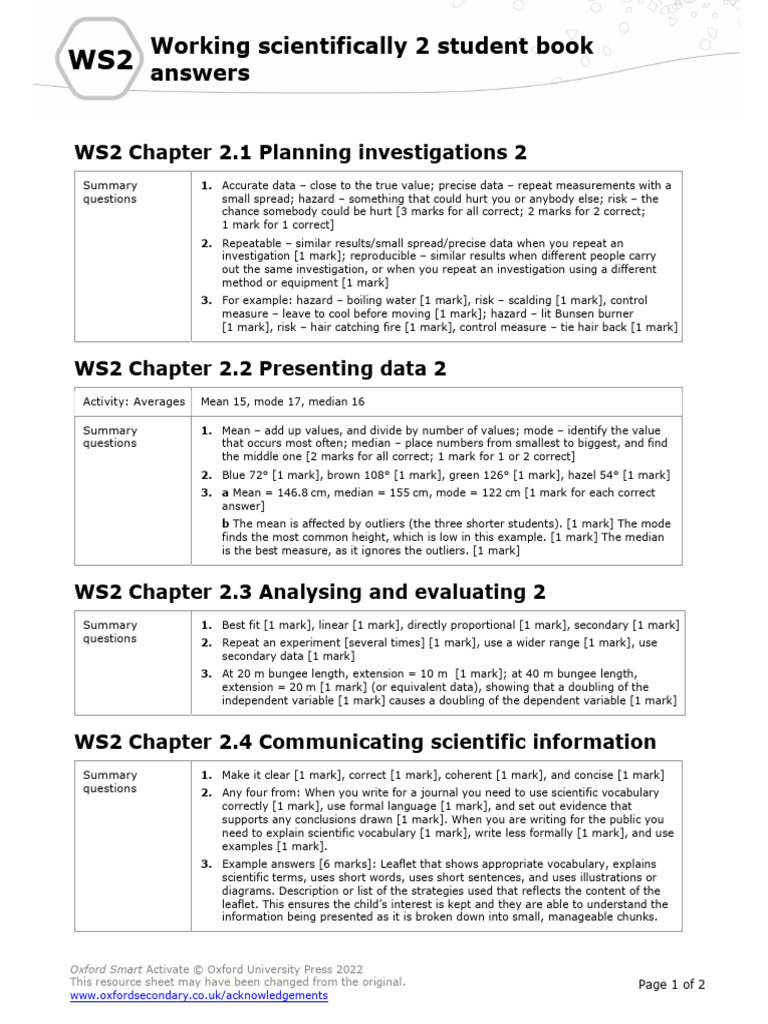 Oxford KS3 Science Activate 2 Students Book Answers | PDF | Foods ...