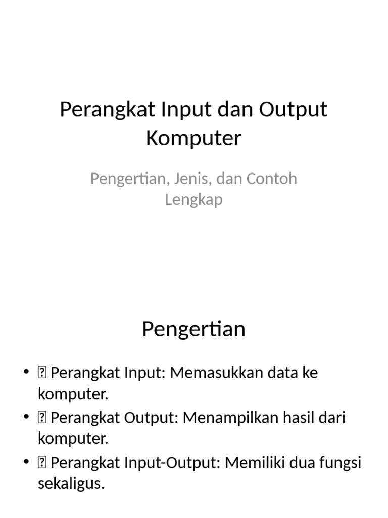 Perangkat Input Output Komputer | PDF