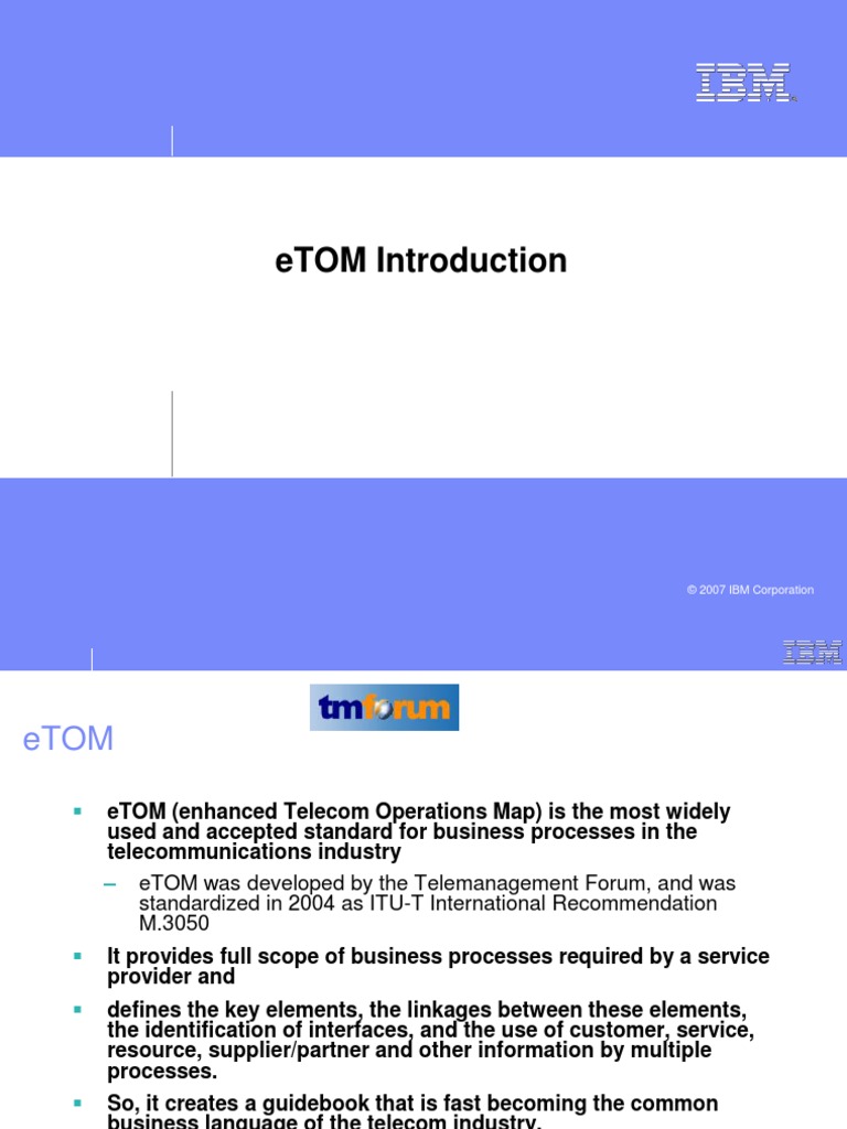 Etom Intro | Business Process | Information