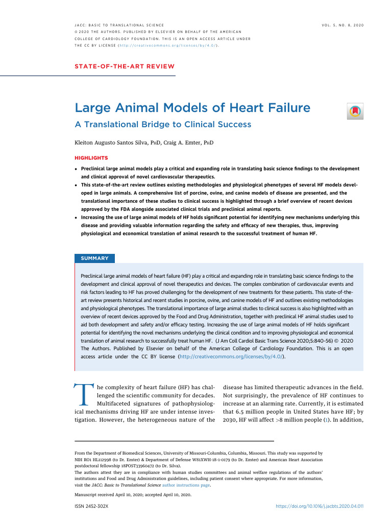 Emter Silva Large Animal Models of Heart Failure | PDF | Myocardial ...