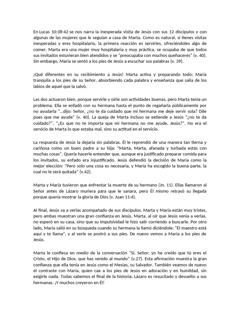 Clase de Mujeres Leccion MARTA Y MARIA | PDF | María, madre de Jesús ...