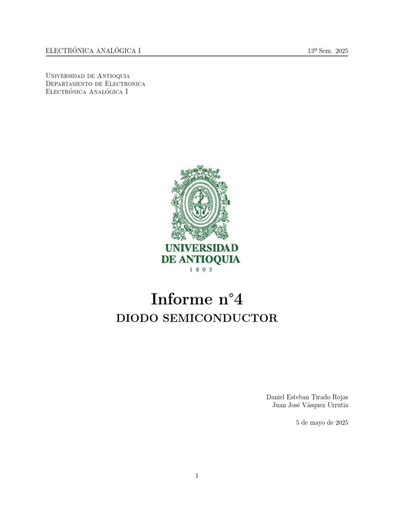 Informe 4 Lab Analog1 | PDF | Rectificador | Diodo