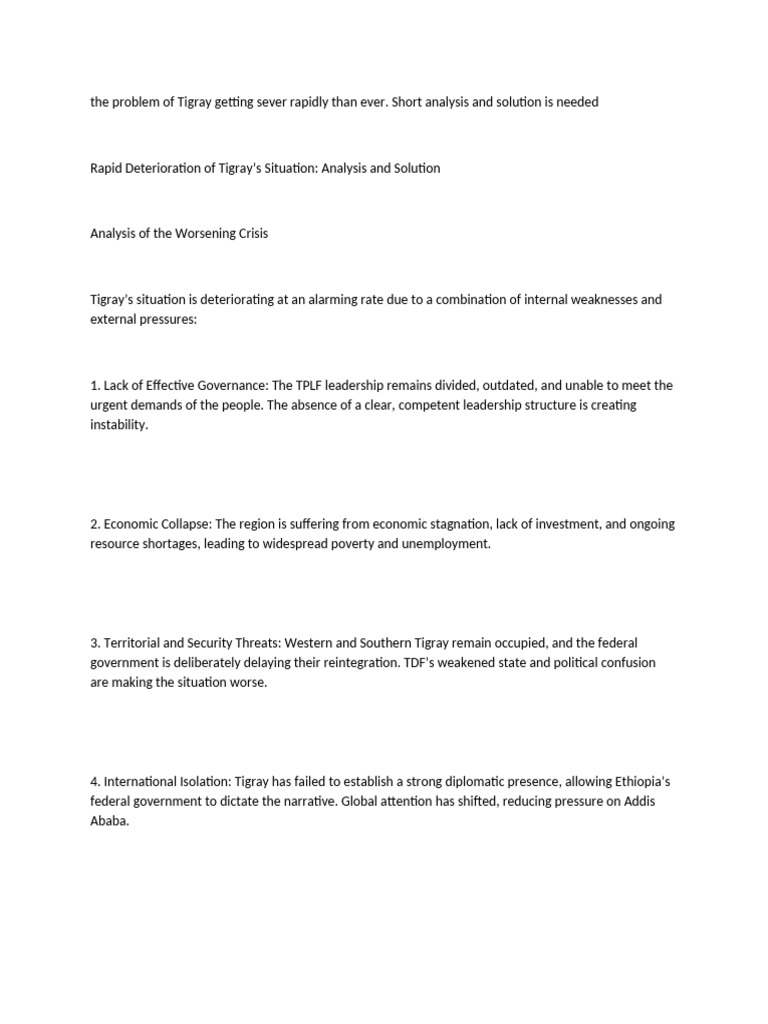Tigray Crisis Solutions-WPS Office | PDF | Global Politics | International Relations
