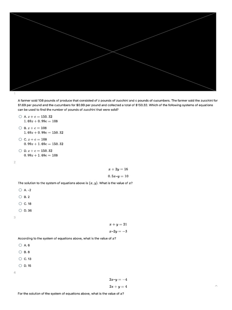 Digital SAT Math - Two Linear Equations | PDF