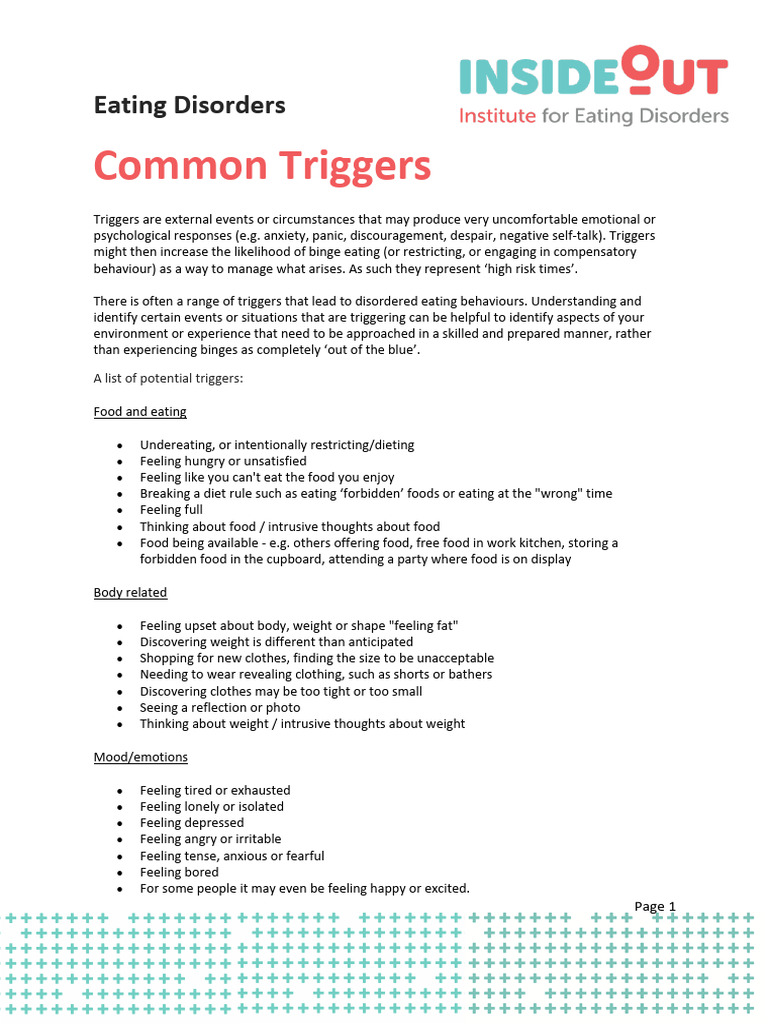 Common Triggers For Binge Eating | PDF