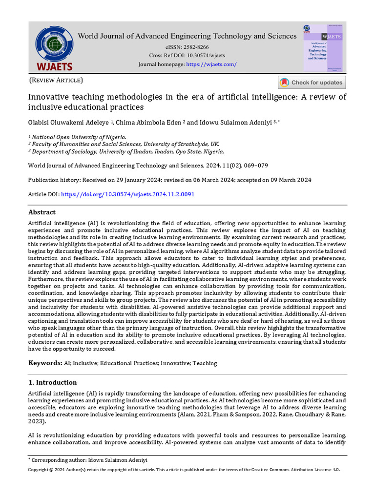 AI-Driven Inclusive Teaching Methods | PDF | Artificial Intelligence ...