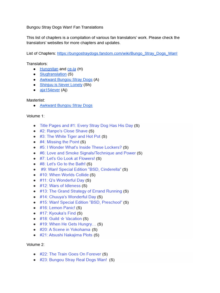 BSD Wan! Chapter Links | PDF | Folklore | Fairy Tales