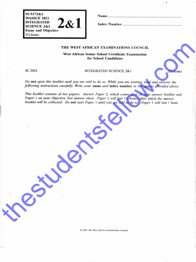 WASSCE Integrated Science Past Questions 2021 | PDF