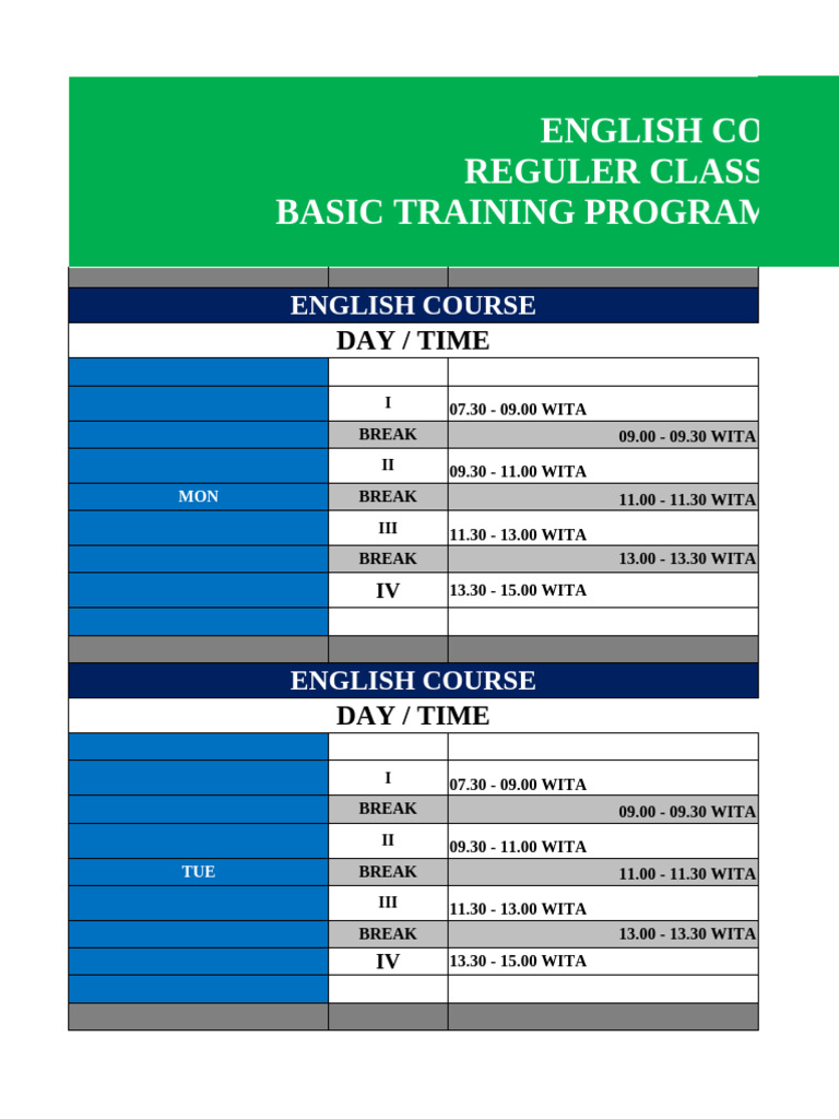 English and German Course OTC Bali Gianyar 2025 | PDF