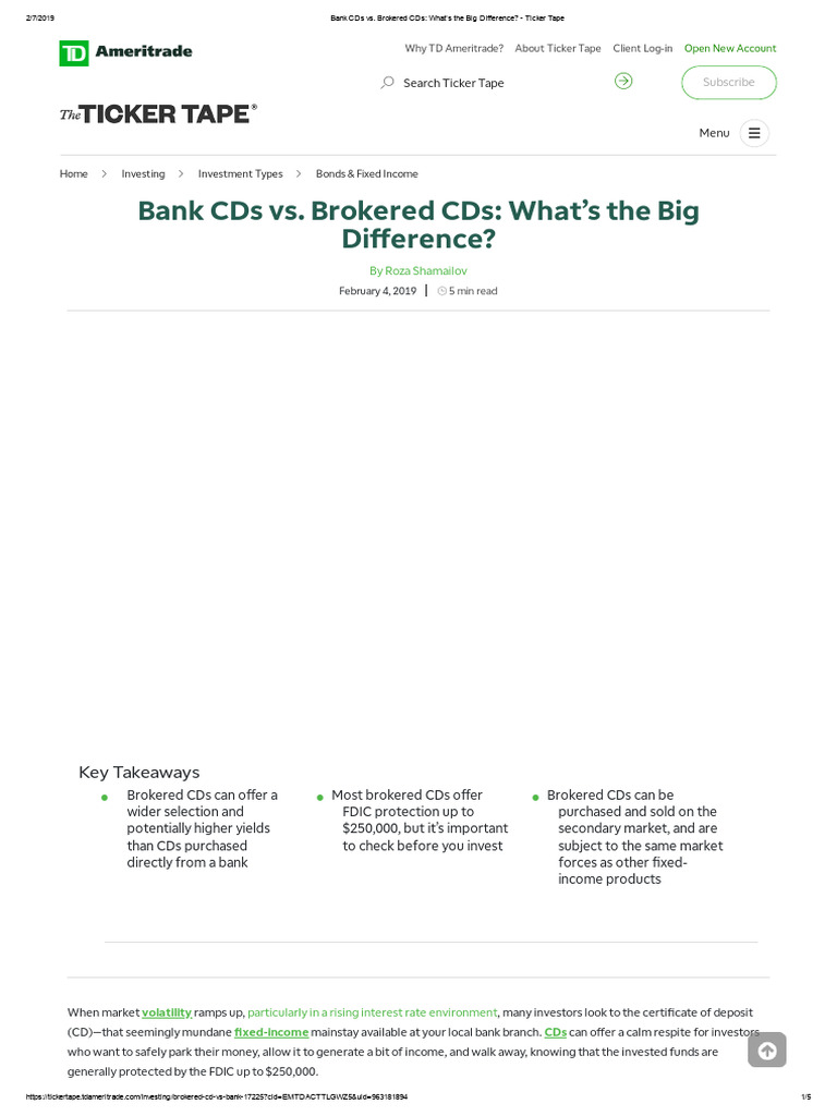 19-0204 Bank CDs vs. Brokered CDs - What's The Big Difference - Ticker ...