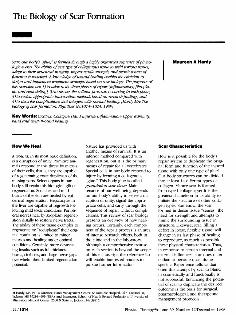The Biology of Scar Formation | PDF | Healing | Inflammation