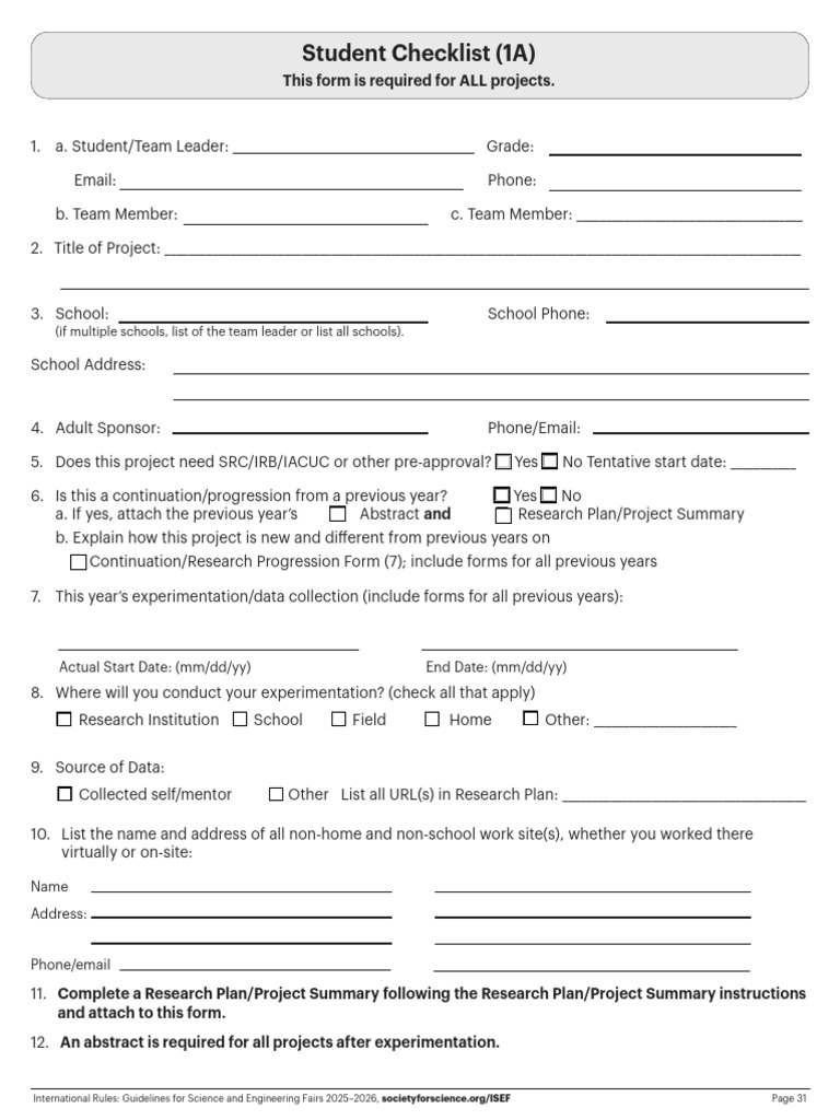 Student Checklist and Research Plan Guide | PDF | Risk | Risk Assessment