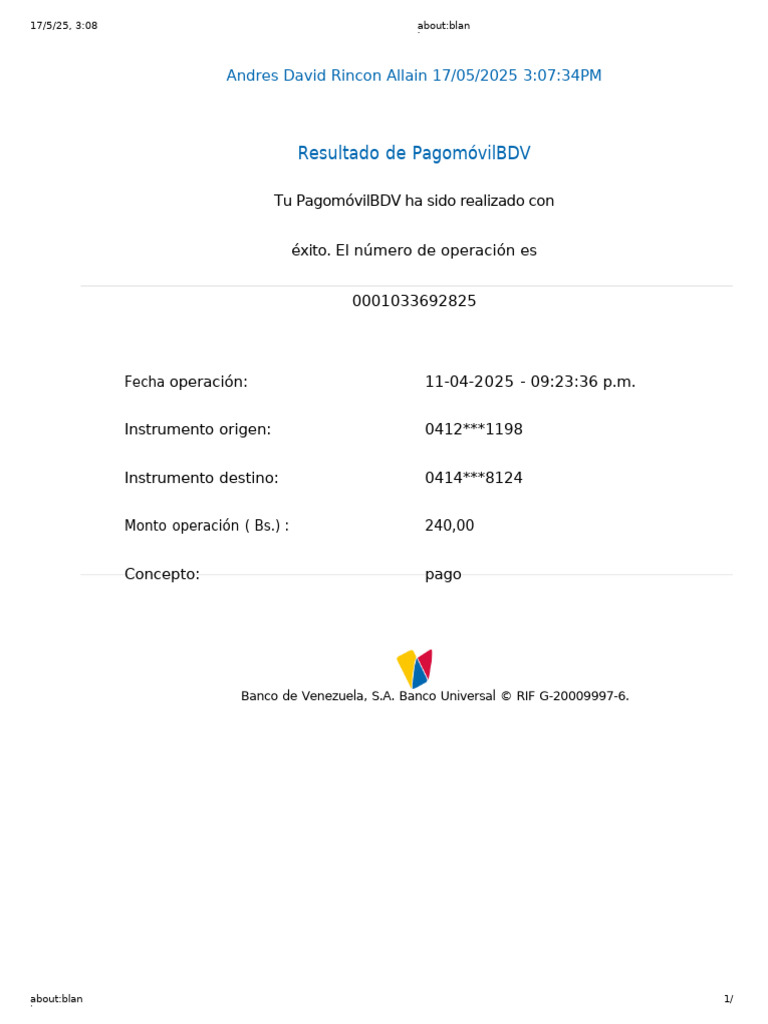 Comprobante BDV | PDF