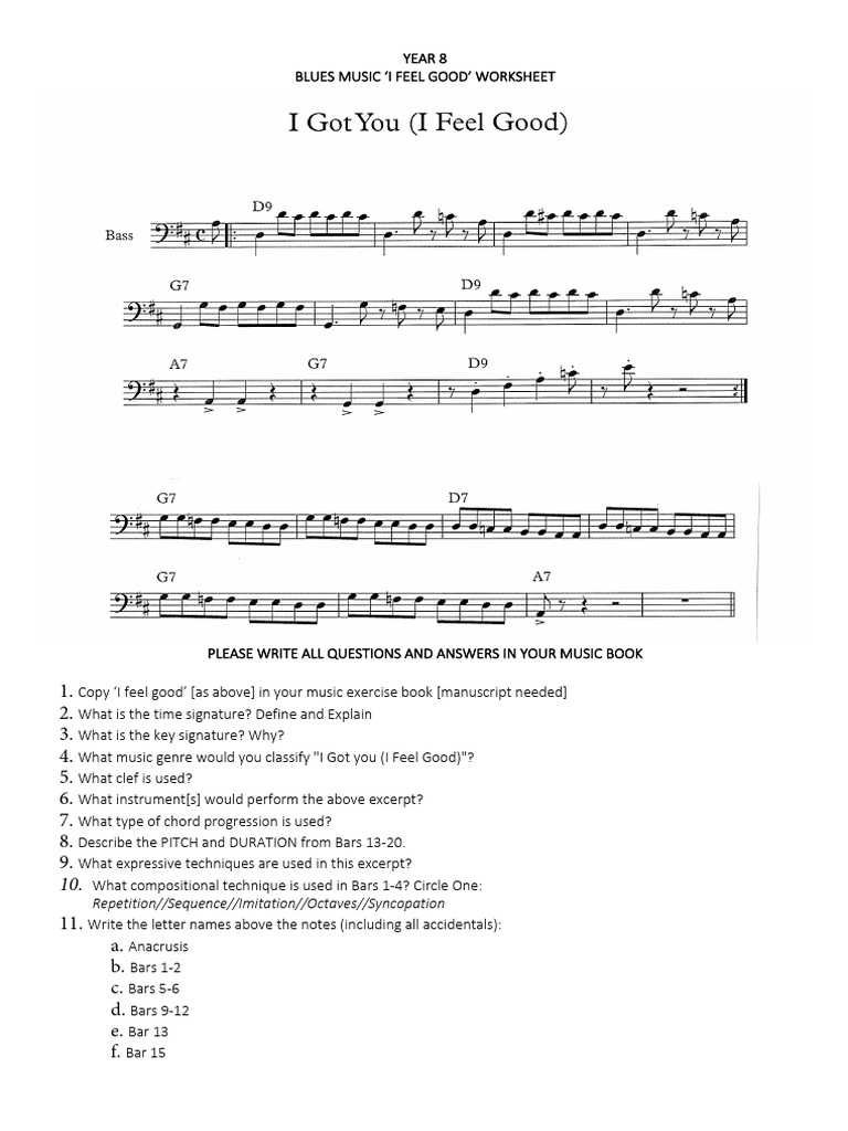 I Feel Good Bass & Questions | PDF