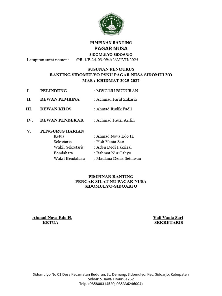 Surat Permohonan SK Ranting Sidomulyo | PDF