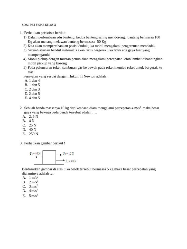 Soal Pat Fisika Kelas X | PDF