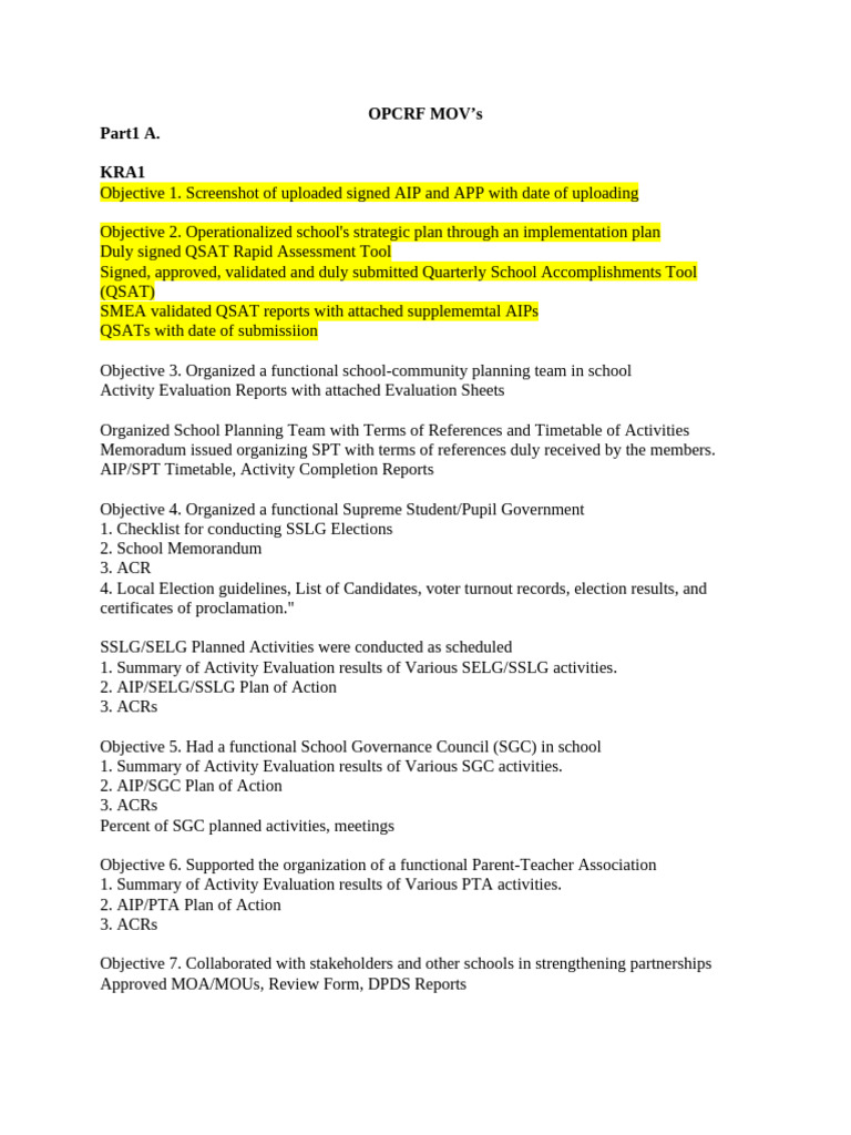 OPCRF-MOV 2025 Part1-1 | PDF | Learning | Cognition