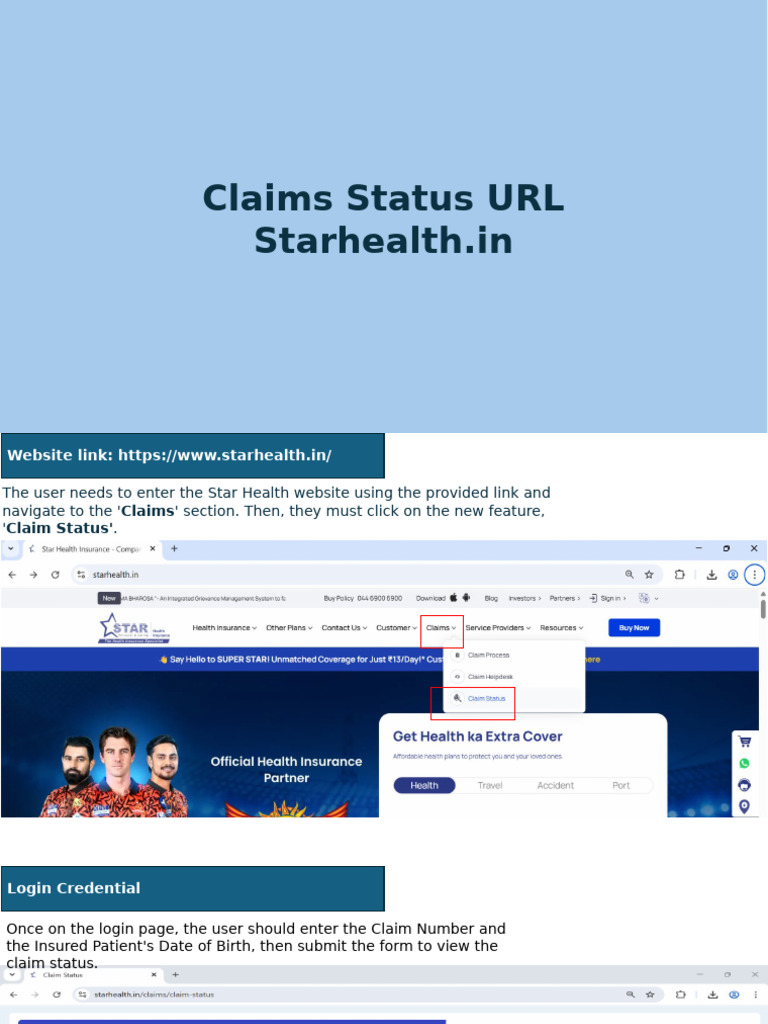 Claim Status Guide for Star Health | PDF