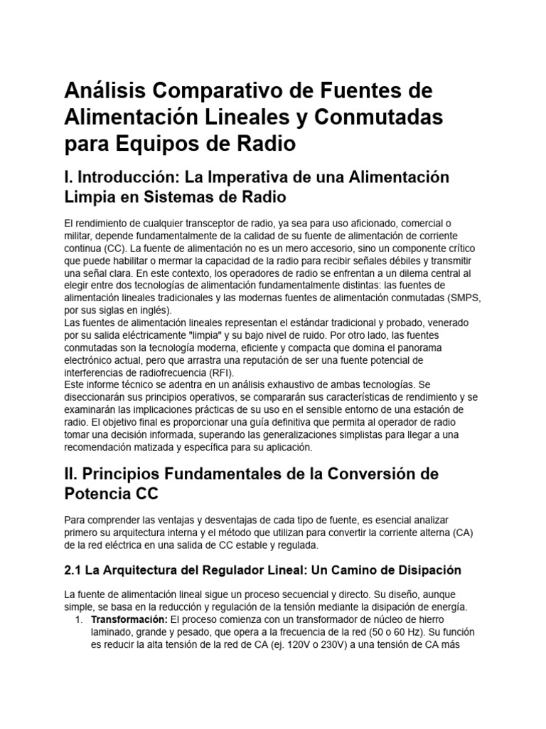 Comparativa: Fuentes Lineales vs. Conmutadas | PDF | Fuente de ...