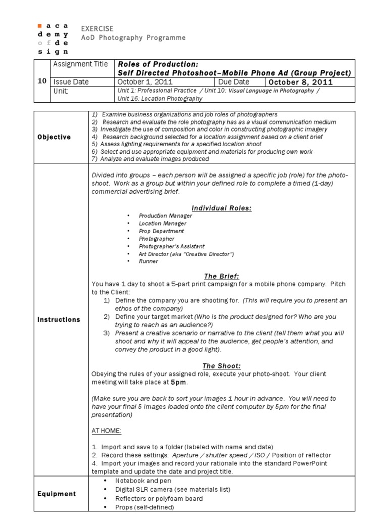 Exercise10.Roles of Production Shoot1 | PDF | Art