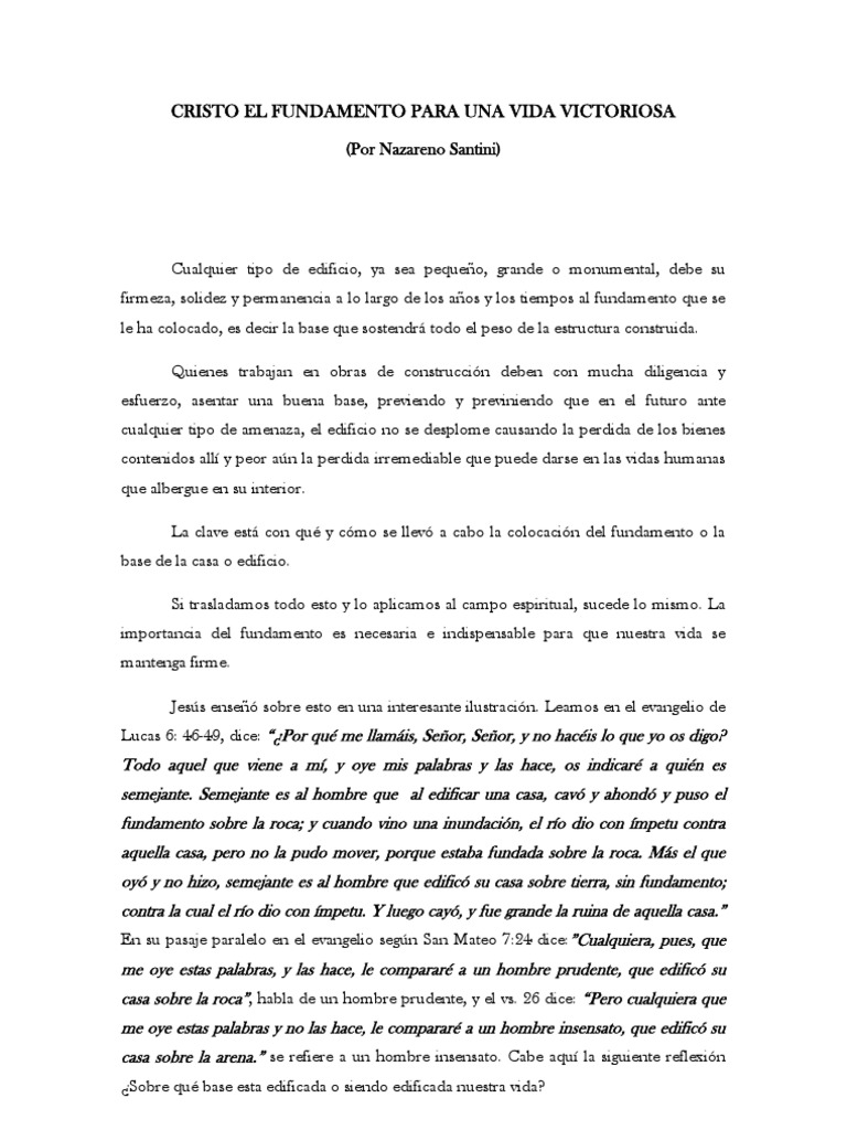 Cristo El Fundamento para Una Vida Victoriosa | PDF | Cristo (título) | Salvación