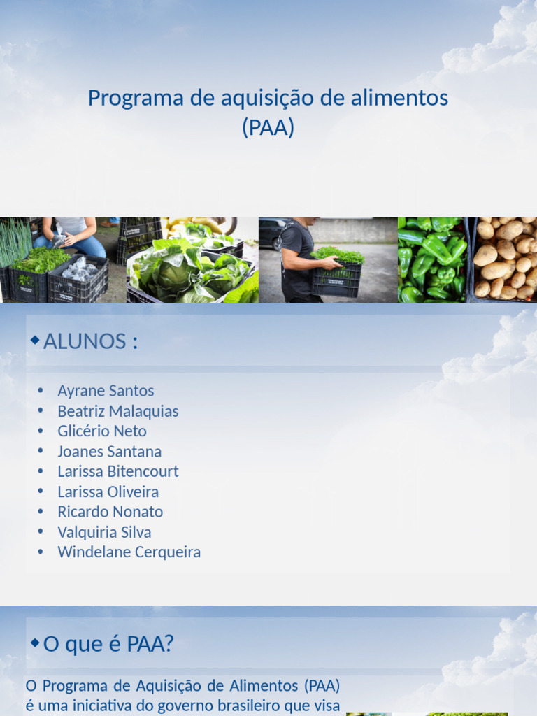 Programa de Aquisição de Alimentos (PAA) | PDF | Agricultura | Economias